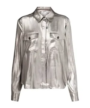 SELF-PORTRAIT Metallic Shirt - Gray