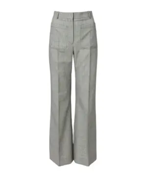 Victoria Beckham Checked Virgin Wool Straight Pants - Gray