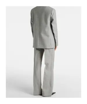 Victoria Beckham Checked Virgin Wool Straight Pants