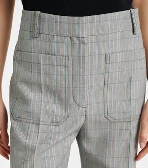 Victoria Beckham Checked Virgin Wool Straight Pants