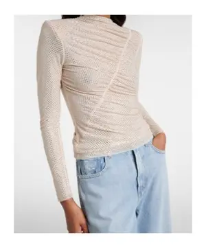 SELF-PORTRAIT Gathered Rhinestone Top