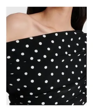 SELF-PORTRAIT Polka-dot Asymmetric Maxi Dress