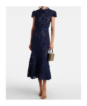 SELF-PORTRAIT Belted Lace Midi Dress