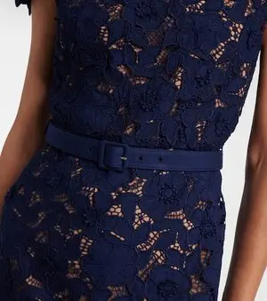 SELF-PORTRAIT Belted Lace Midi Dress