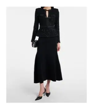 SELF-PORTRAIT Sequined Peplum Maxi Dress