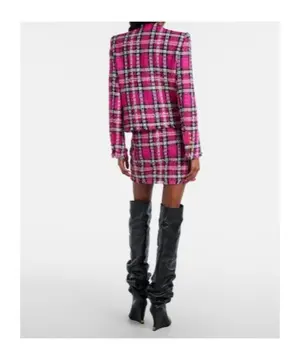 Balmain Checked Cotton And Wool-blend Tweed Miniskirt