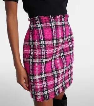 Balmain Checked Cotton And Wool-blend Tweed Miniskirt