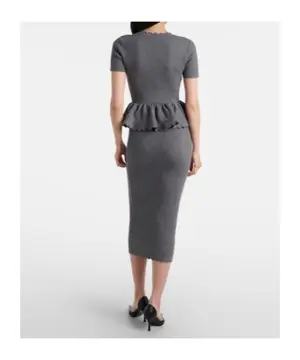 SELF-PORTRAIT Scalloped Peplum Midi Dress