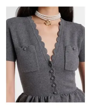 SELF-PORTRAIT Scalloped Peplum Midi Dress