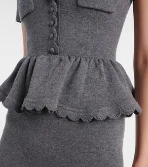 SELF-PORTRAIT Scalloped Peplum Midi Dress