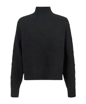 Elisabetta Franchi Logo-patch High-neck Jumper - Black