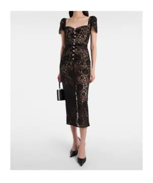 SELF-PORTRAIT Embellished Cotton-blend Lace Midi Dress
