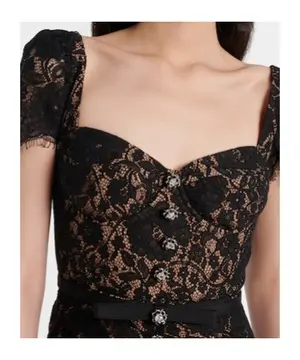 SELF-PORTRAIT Embellished Cotton-blend Lace Midi Dress