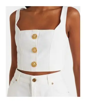 Balmain Denim Crop Top