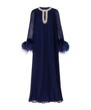SELF-PORTRAIT Embellished Feather-trimmed Chiffon Midi Dress
