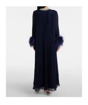 SELF-PORTRAIT Embellished Feather-trimmed Chiffon Midi Dress
