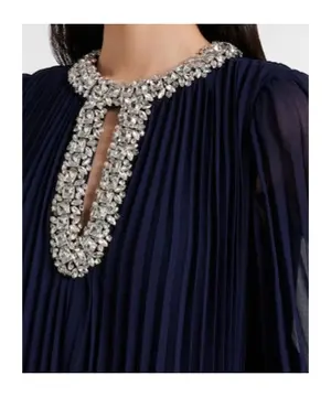 SELF-PORTRAIT Embellished Feather-trimmed Chiffon Midi Dress