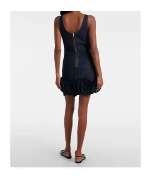 SELF-PORTRAIT Floral-appliqué Denim Minidress