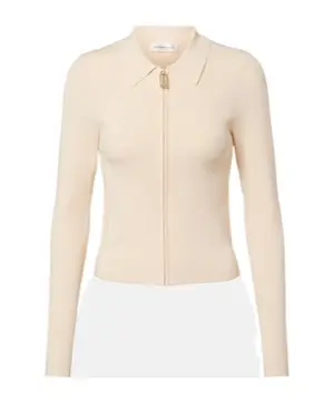 Victoria Beckham Ribbed-knit Zip-up Top