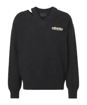 Simone Rocha Embellished V-neck Sweater - Black