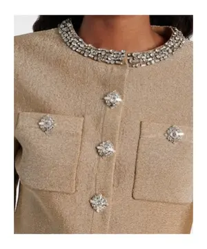 SELF-PORTRAIT Crystal-embellished Lamé Minidress