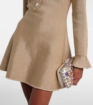 SELF-PORTRAIT Crystal-embellished Lamé Minidress