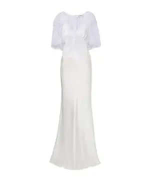 SELF-PORTRAIT Lace-trimmed Satin Gown