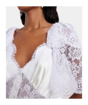 SELF-PORTRAIT Lace-trimmed Satin Gown
