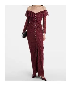 SELF-PORTRAIT Off-shoulder Lace Maxi Dress