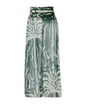 Johanna Ortiz Printed Sheer Wide-leg Pants - Gray