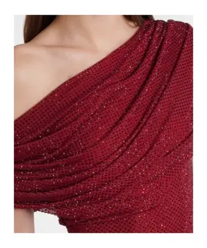SELF-PORTRAIT Draped Embellished Mesh Top