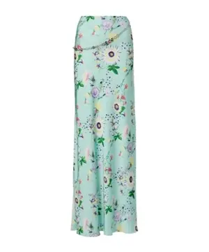Rabanne Chain-detail Floral Satin Maxi Skirt - Green