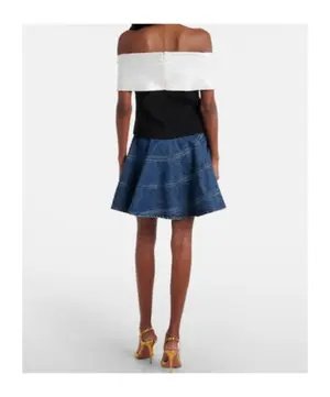 SELF-PORTRAIT Floral-appliqué Off-shoulder Crêpe Top