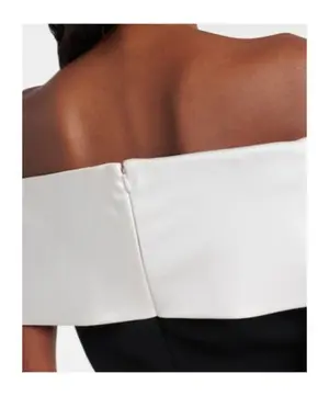 SELF-PORTRAIT Floral-appliqué Off-shoulder Crêpe Top
