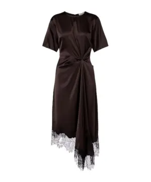 Staud Sonoma Lace-trimmed Silk-blend Midi Dress - Black