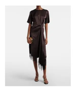 Staud Sonoma Lace-trimmed Silk-blend Midi Dress