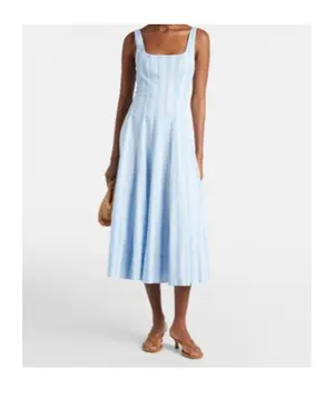 Staud Wells Striped Cotton Midi Dress