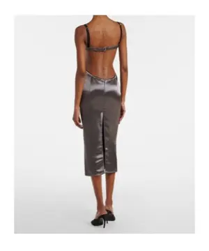 Attico Open-back Satin Midi Dress