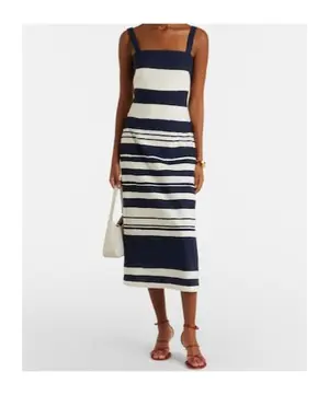 Veronica Beard Ella Striped Linen-blend Midi Dress