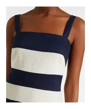 Veronica Beard Ella Striped Linen-blend Midi Dress