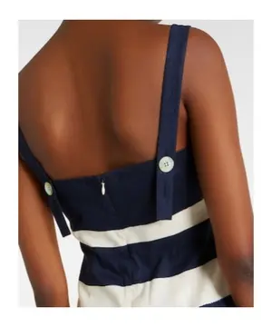 Veronica Beard Ella Striped Linen-blend Midi Dress