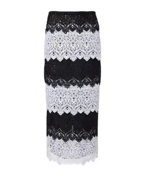 Carolina Herrera Lace Midi Skirt - Black