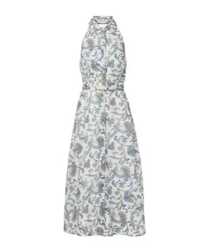 Veronica Beard Mackey Paisley Ramie Midi Dress - Gray