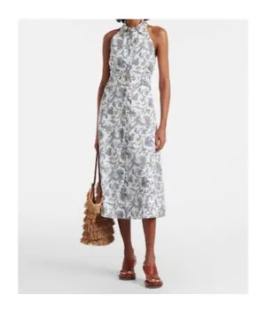 Veronica Beard Mackey Paisley Ramie Midi Dress