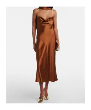 Rebecca Vallance Phoenix Silk Satin Draped Cocktail Dress