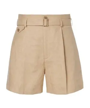 Ralph Lauren Belted Linen Shorts - Nude