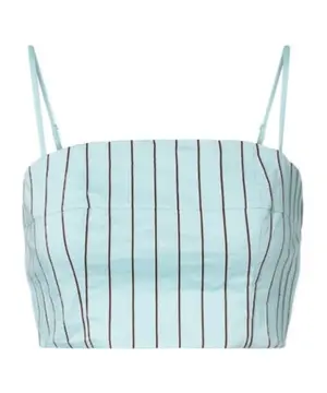 Staud Federico Striped Cotton-blend Crop Top - Gray