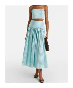Staud Federico Striped Cotton-blend Crop Top
