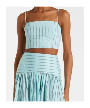 Staud Federico Striped Cotton-blend Crop Top