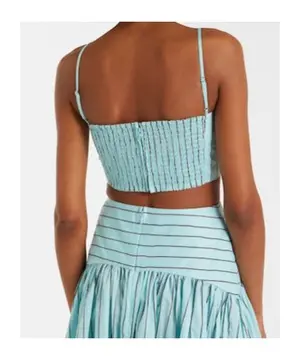 Staud Federico Striped Cotton-blend Crop Top